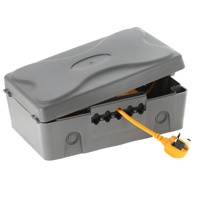 Weatherproof Outdoor Electric Box 4 Gang 10 Metre Orange Extension Lead ...