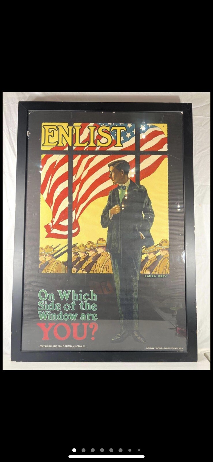 Original Enlist "On Which Side of the Window are You?" WWI Poster, 1917 ...