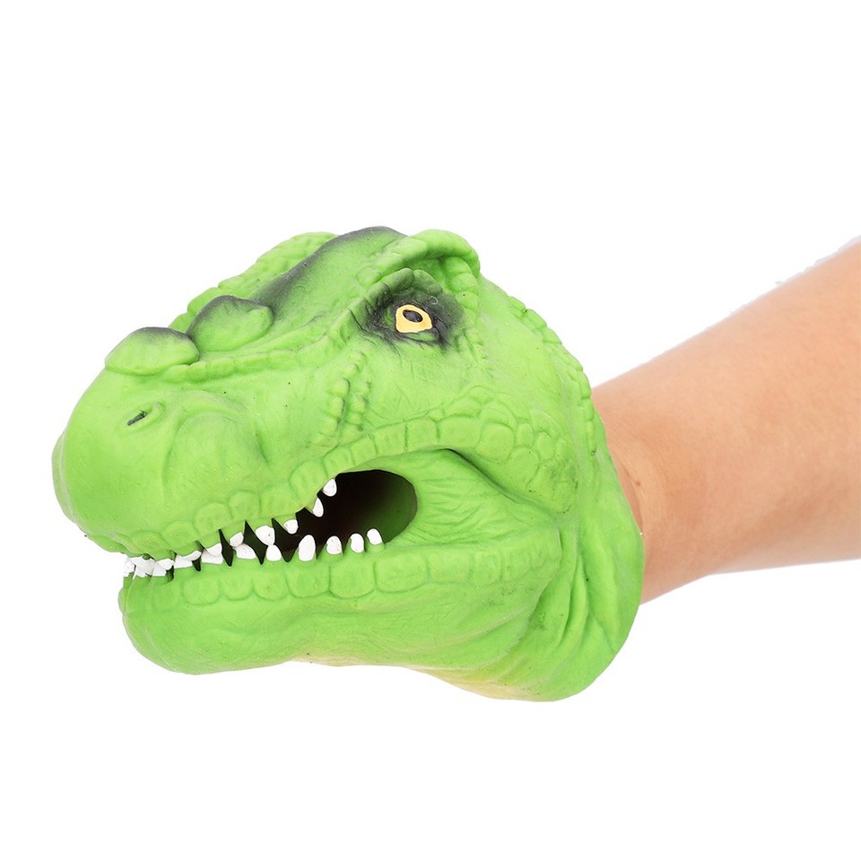 Green High Simulation Cartoon Dinosaur Hand Doll Puppet Telling Story ...