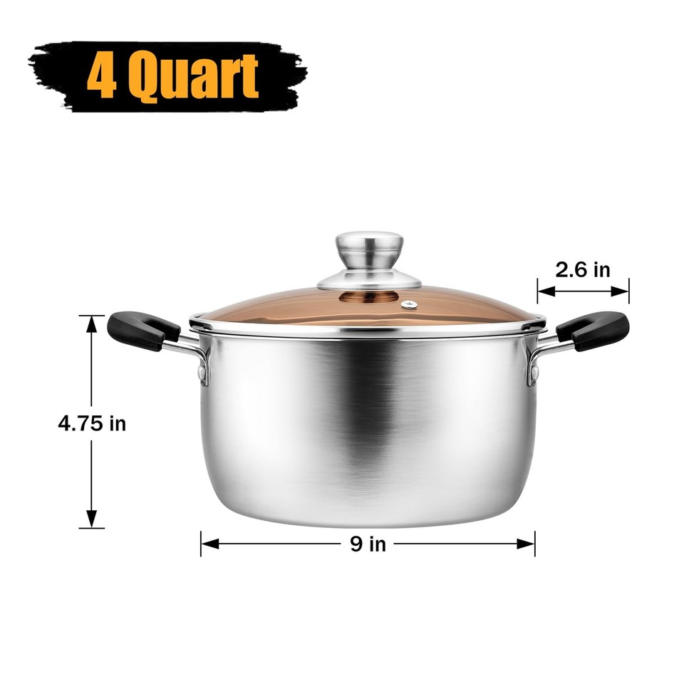 Stockpot with Lid, Stainless Steel Cooking Stock Pot for Soup, Heat ...
