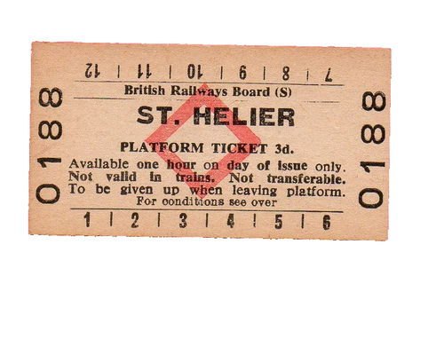 BRB (S) railway platform ticket - ST HELIER 3d. Red diamond Edmondson ...