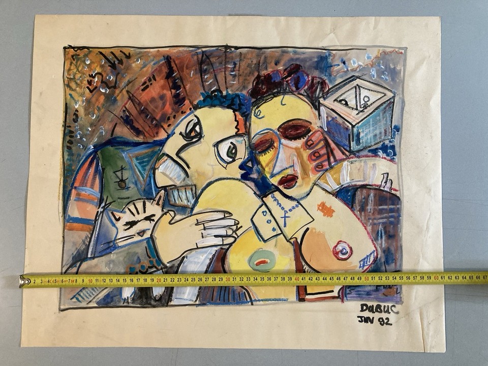 Belle Painting Gouache Punk Rock Paper 1995 Portrait Figuration Free ...