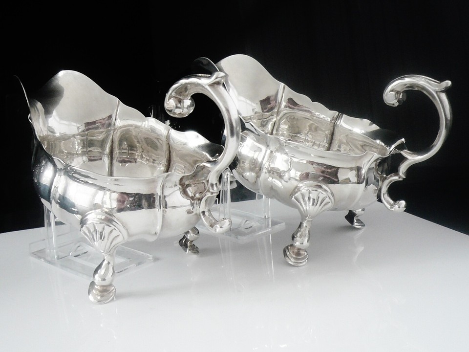 Pair Antique Sterling Silver Sauce Boats, John Pollock, London 1742 | eBay