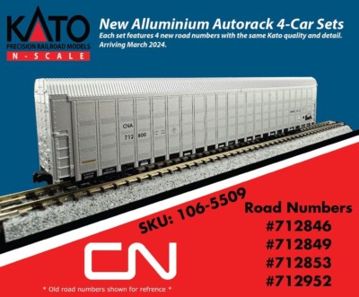 KATO N ~ New 2024 ~ Aluminum Autorack Canadian National CN ~ 4 Car Set ...