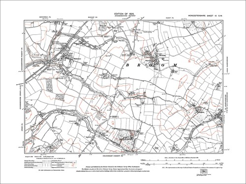Broom, Belbroughton W, Blakedown, Yieldingtree, old map Worcs 1925: 9SW ...