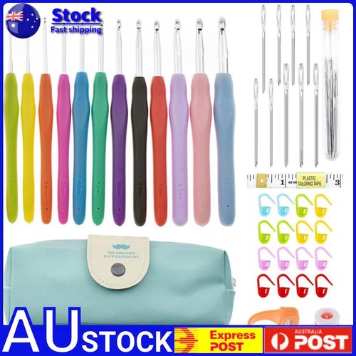 DIY Apparel Needlework Storage Crochet Hooks Set with TPR Soft ...