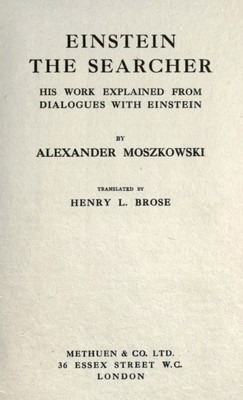 Alexander 1851-1934 Moszkowski Einstein, the Searcher (Relié) | eBay