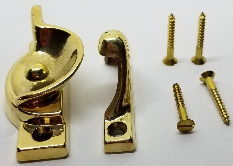 Decorative Solid Polished Brass Heavy Duty Spring Loaded Window Sash ...