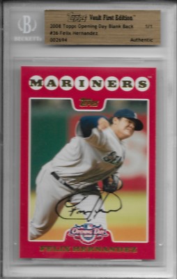 2008 topps 1/1 felix hernandez seattle mariners opening day blank back ...