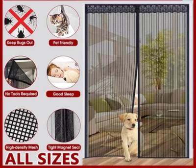 Magnetic Screen Door Mesh Curtain Durable Heavy Duty Mosquito Net Bug ...