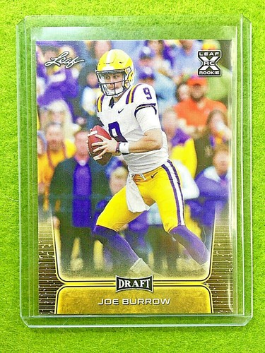 JOE BURROW ROOKIE CARD JERSEY #9 LSU GOLD RC 2020 Leaf Football BENGALS ...
