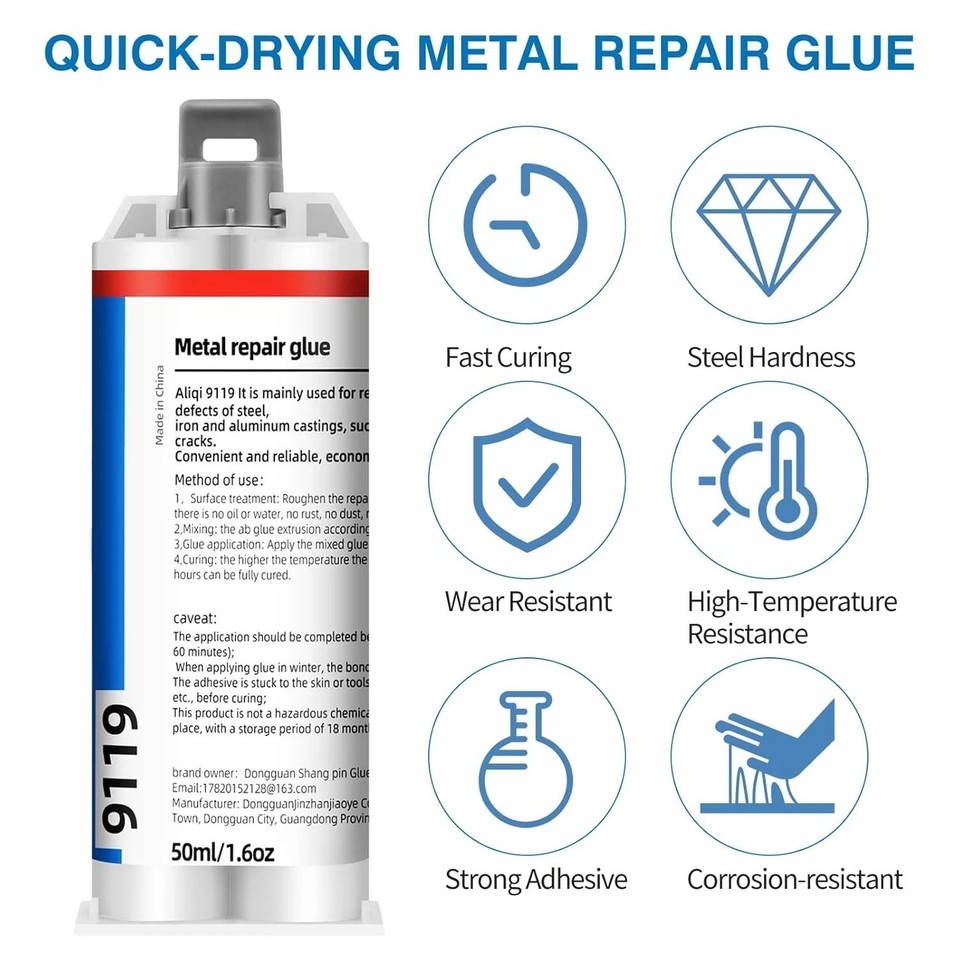 STRONGEST METAL STEEL ALUMINUM BOND PERMANENT FIX GLUE EPOXY COLD WELD ...