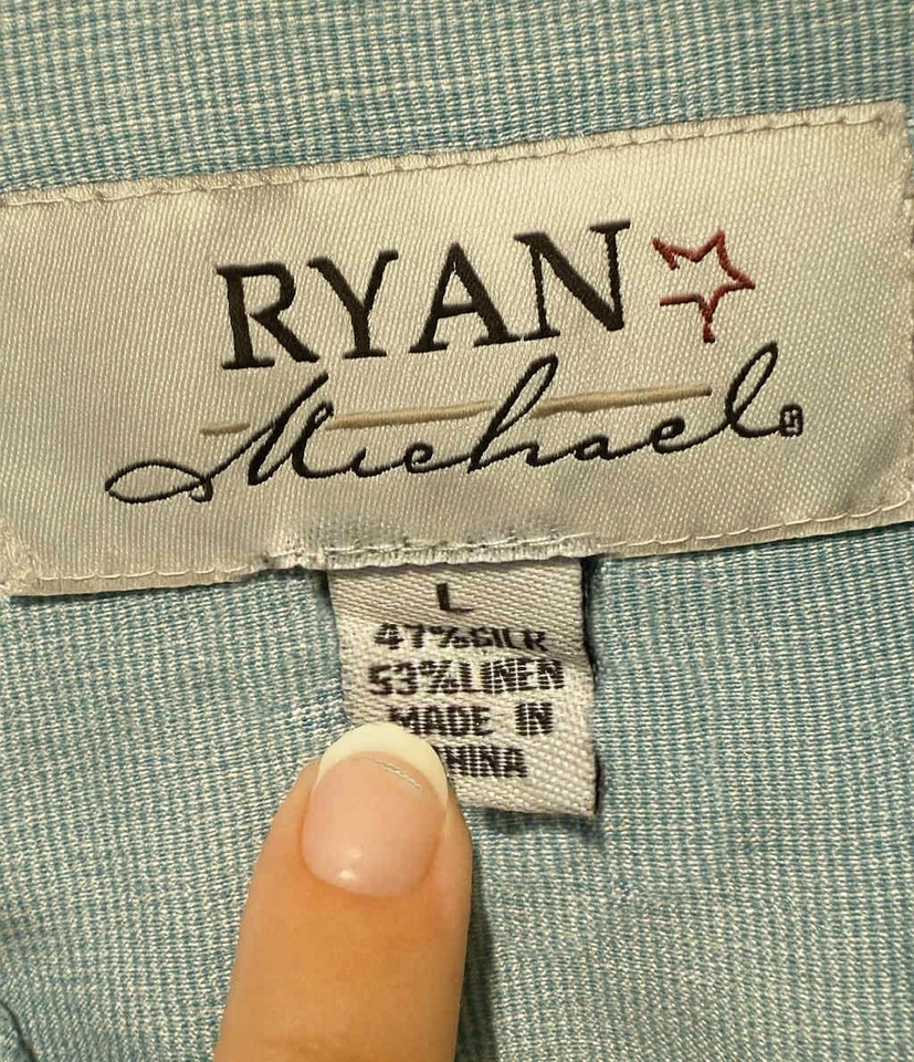 Ryan Michael Shirt Women's Silk Linen Pearl Snap Western Cowgirl Light ...