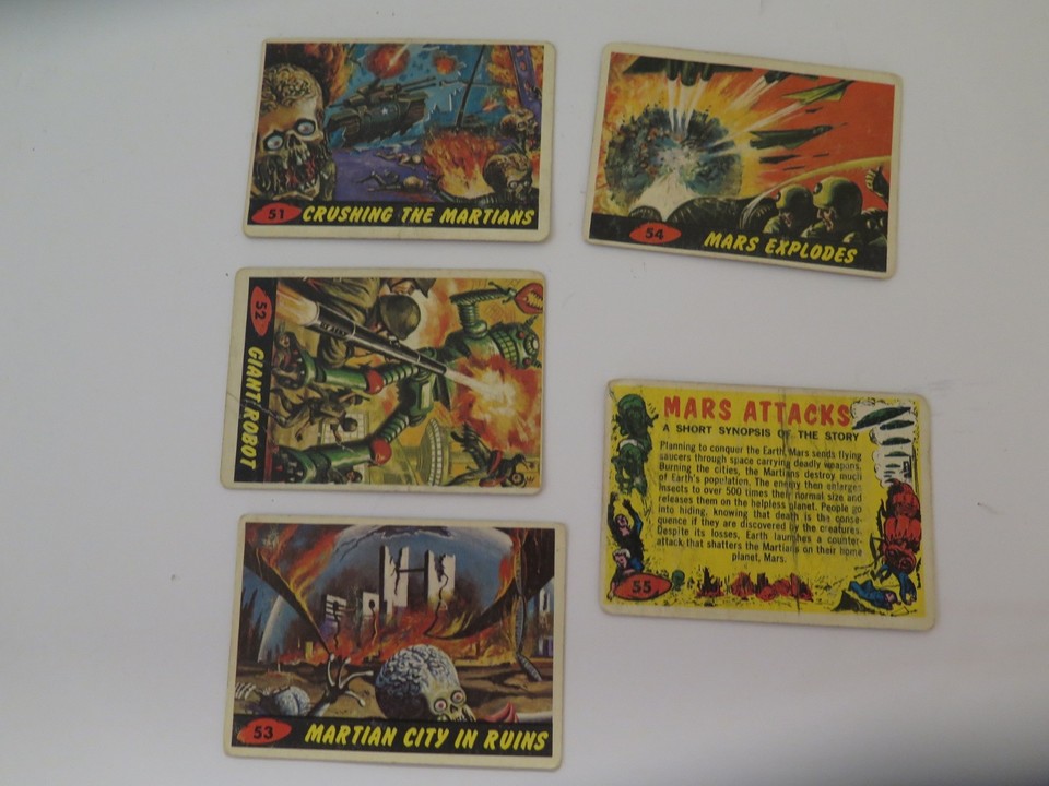 1962 Mars Attacks Topps Trading Cards. Complete set 1-55 Average Gd ...