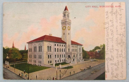 City Hall, Worcester, MA Massachusetts 1906 Postcard (#6496) | eBay