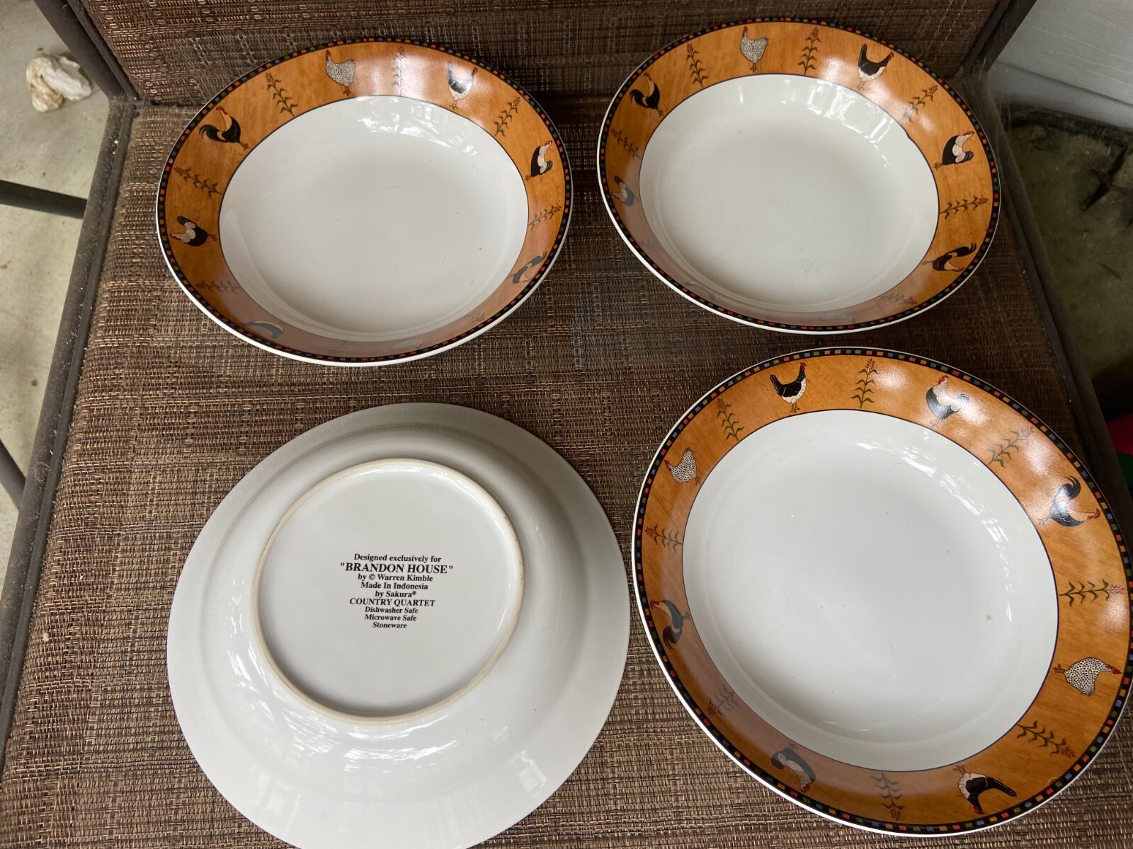4 Country Quartet Coupe Soup Bowls 7 1/2" Sakura Brandon House Warren ...