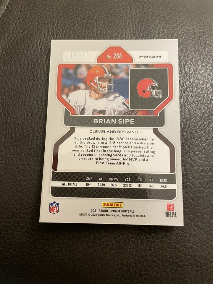2021 Panini Prizm No Huddle Brian Sipe #/79 Blue Disco Prizm SP Browns ...