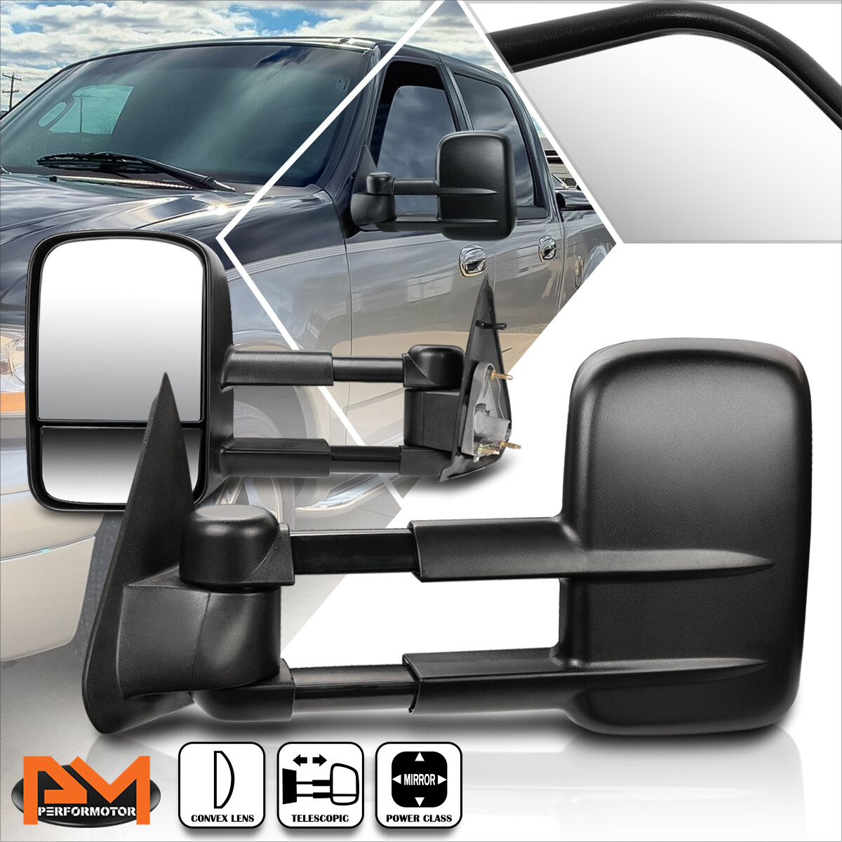For 97-04 Ford F150 F250 Light Duty Powered Adjustment Side View Towing ...