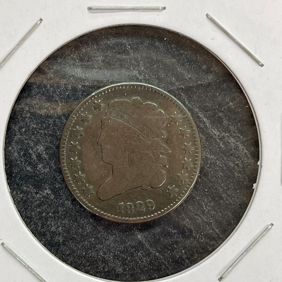 1829 P UNITED STATES 1/2 CENT 13 STARS HALF CENT KM#41 GENUINE CLASSIC ...