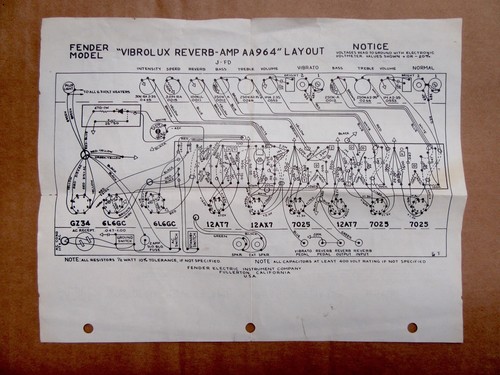 1963 - 1968 Fender Vibrolux Reverb AA964 Schematic | eBay