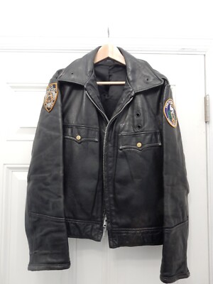 New York City Police Department NYPD Leather Jacket - size 42R | eBay