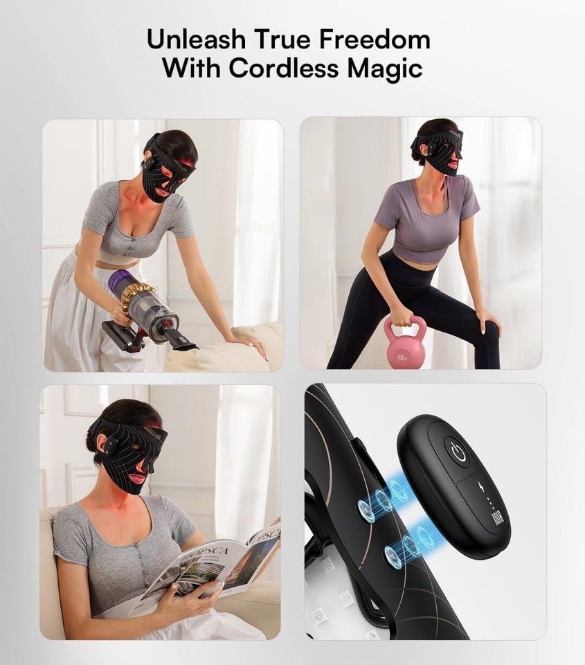 Red Light Therapy for Face, Glow Wireless LED Face Mask Light Therapy ...