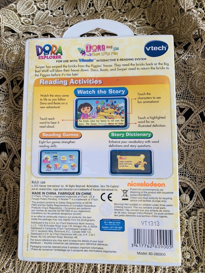 VTECH V.READER INTERACTIVE E-READING SYSTEM GAME DORA and THE 3 LITTLE ...