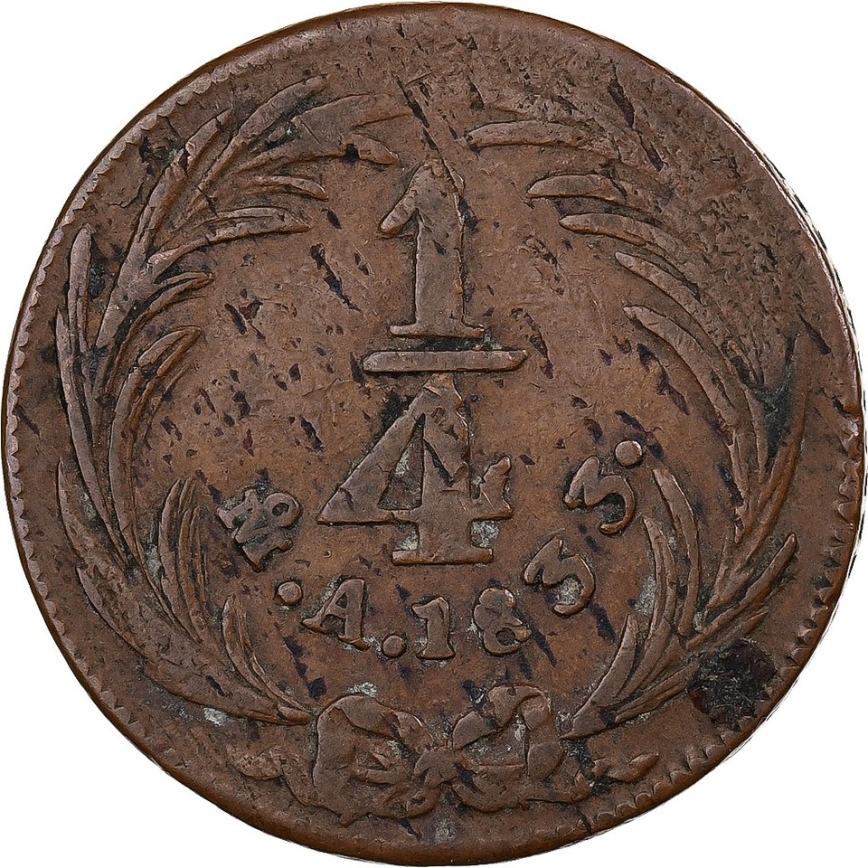 [#225508] Mexico, 1/4 Real, Un Quarto/Una Quartilla, 1833, Mexico City ...