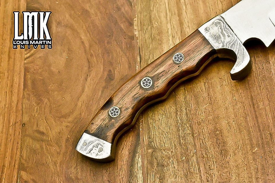 LMK Custom Kukri Knife AUS-10 Steel Hard Wood Damascus Guard Gift Rare ...