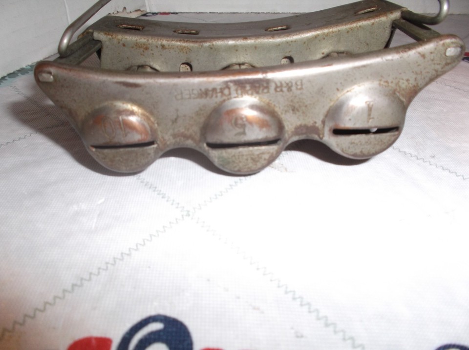 Vintage B & R Metal Coin Changer 3 Barrel Rapid Speed Change Dispenser ...