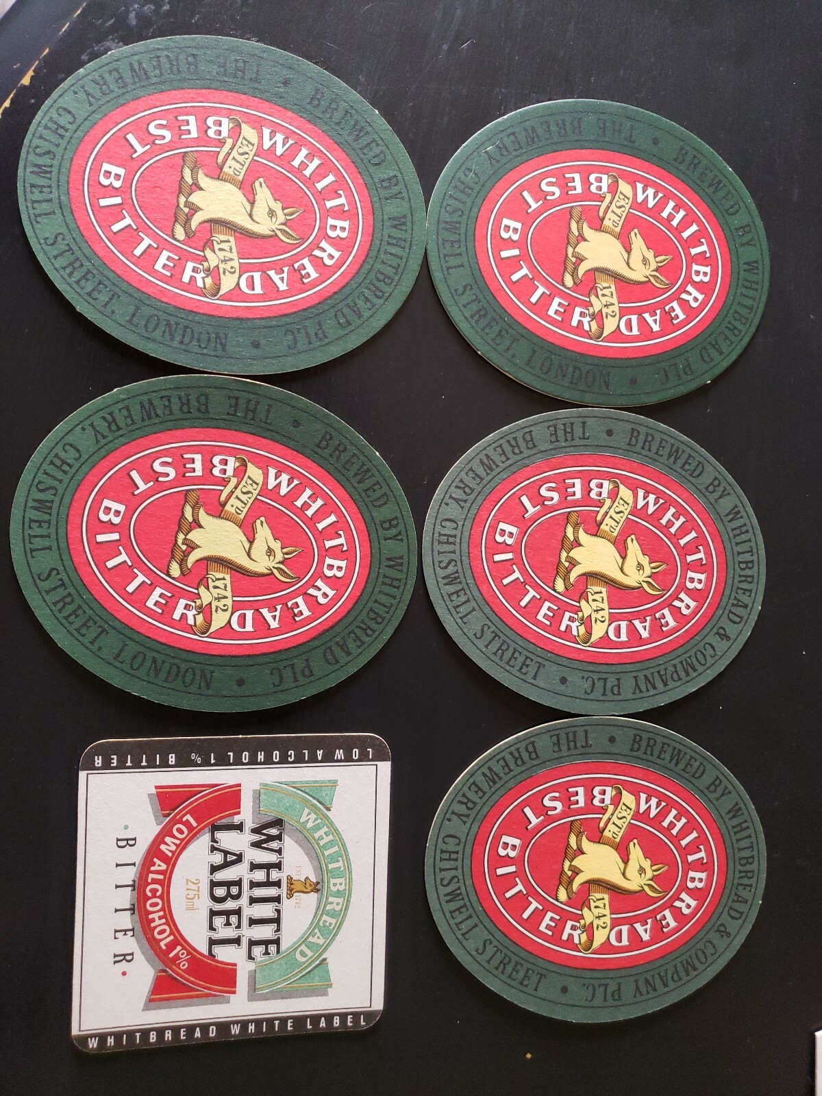 Lot Of 6 Vintage Whitbread Beer Coasters White Label Best Bitter London ...