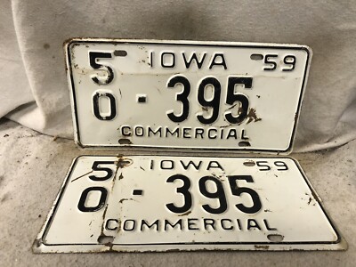 Vintage 1959 Iowa Commercial License Plate Pair | eBay