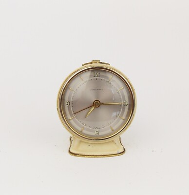 Rare Vintage 1950s Alarm Clock Junghans Small Gold White Table Desk ...