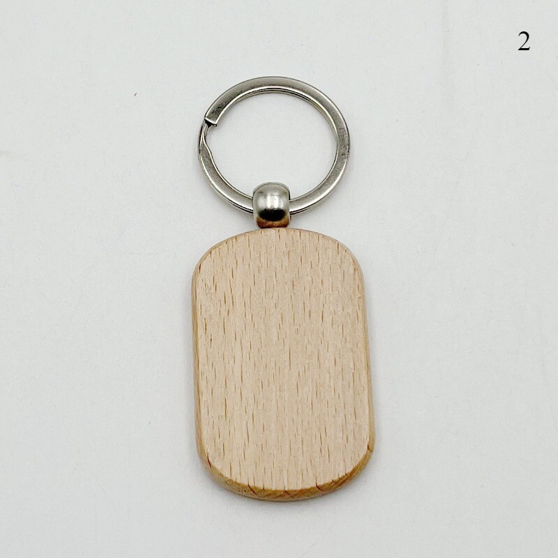 10pcs DIY Unpainted Wood Key Chain Wooden Keyring Pendant Decor ...