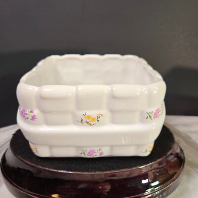Vintage Teleflora Gift Ceramic Planter Basket Container Flower Floral 6 ...
