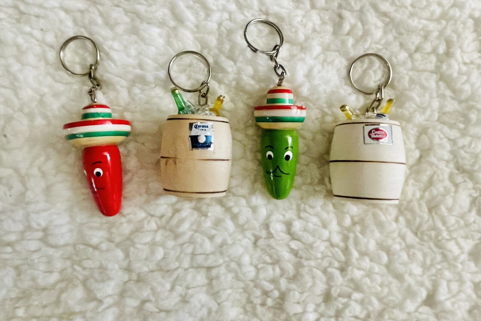 4 Mexican Key Chain Handmade Llaveros Mexicanos de Carta Blanca Corona ...