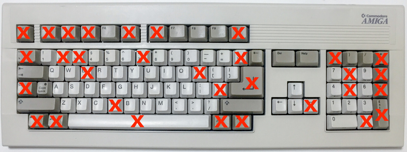 COMMODORE AMIGA 2000; A3000; A4000 KEYBOARD REPLACEMENT KEY CAPS with ...