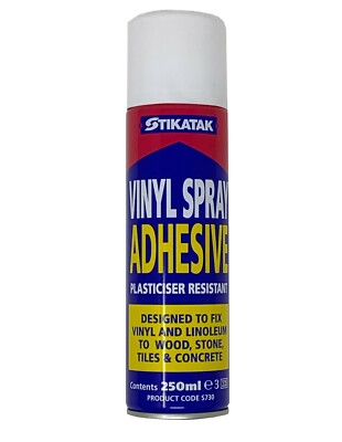Vinyl and Linoleum Spray Adhesive Stikatak 250ml Plasticiser Resistant ...