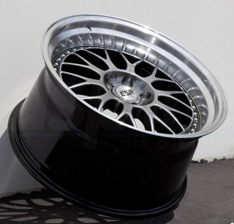 18 Inch ESR SR01 Gunmetal Machined Lip Wheels 18x10.5 5x114.3 +22 Rims ...