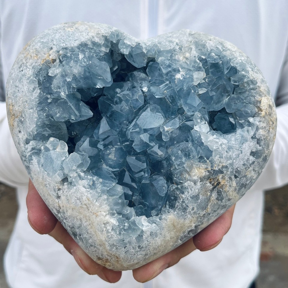 4.4LB Natural Blue Celestite Crystal Geode Quartz Cluster Mineral ...