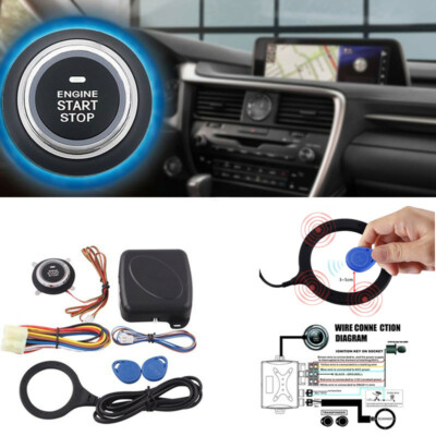 Car Keyless Entry Start Stop Anti-theft Alarm Engine Push RFID Starter ...
