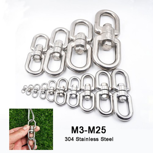 Double Stainless Eye Swivel Rings Dog Leads Anti Tangle Hooks Boat Rope ...