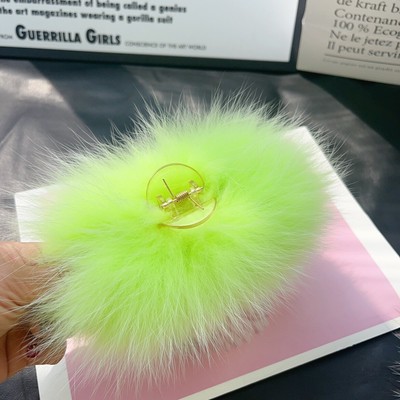 Women's Girls Real Fox Fur Hair Clip Cute Hair Claw Hairball Hair Pin ...