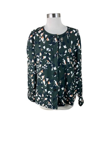 COS Green Print Blouse Size US 12 Capsule Wardrobe Pockets | eBay