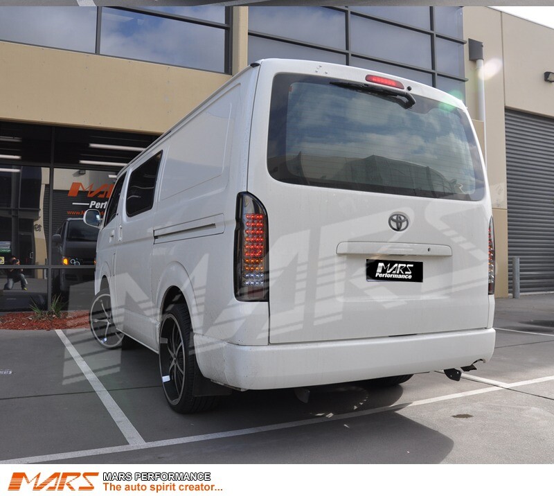 Smoked Black Full LED Tail Lights & LED Indicator for TOYOTA HIACE VAN ...