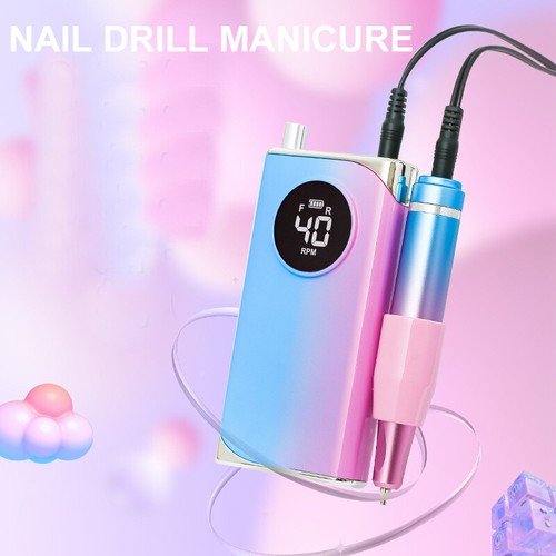 40000RPM Rechargeable Nail Drill Manicure Machine w/ Pause Mode Nail ...
