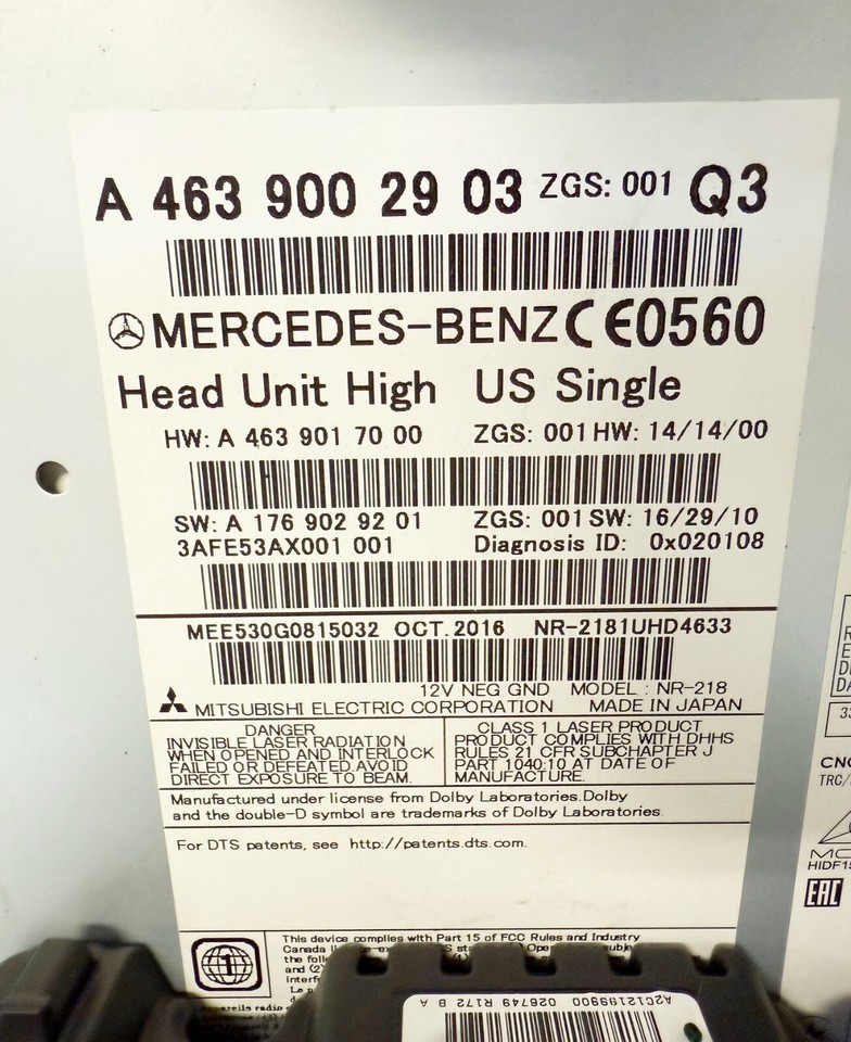 2017 2018 OEM USA Mercedes W463 NTG5 G550 G63 65 Navigation Comand ...