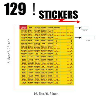 129 Waterproof Fuse Box Stickers Durable Circuit Breaker Labels Yellow ...