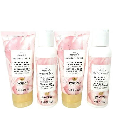 Lot (4) Travel Sz Pantene Miracle Moisture Boost Rose Water Shampoo ...