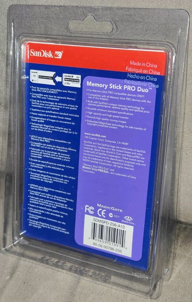 SANDISK MEMORY STICK PRO DUO 256MB MAGICGATE SDMSPD-256-A10 BRAND NEW ...